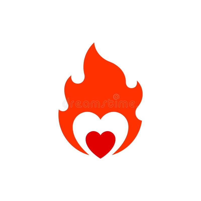 Fire Flame, Hot Heart Symbol, Vector Illustration Stock Illustration ...