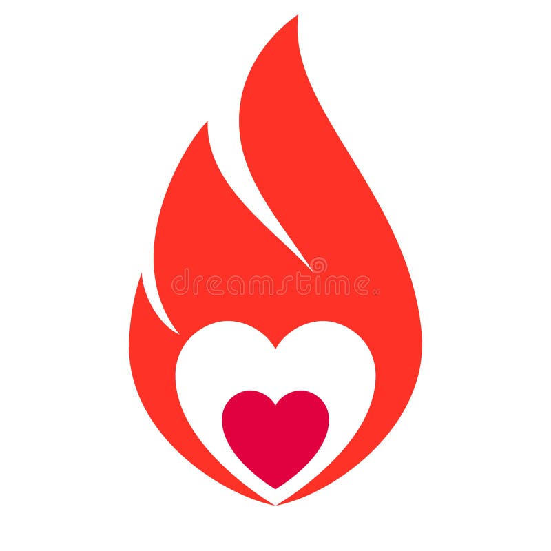 Fire Flame, Hot Heart Symbol Stock Vector - Illustration of idea ...