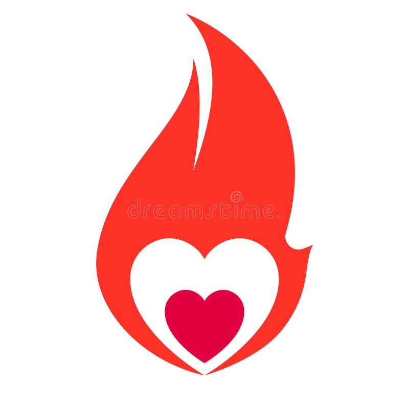 Fire Flame, Hot Heart Symbol Stock Vector - Illustration of heat ...