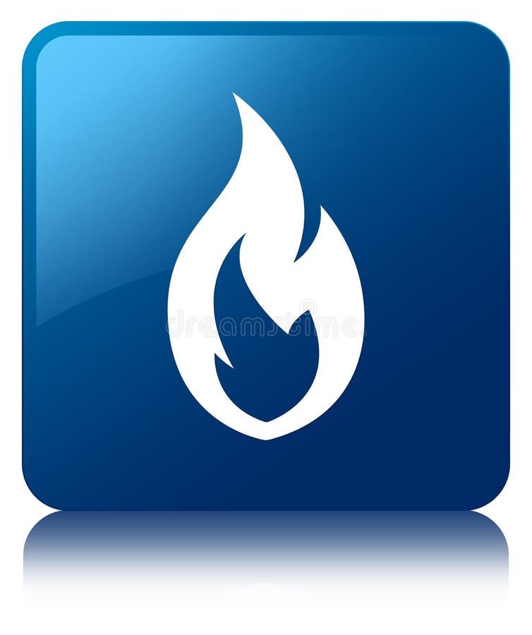 Fire Flame Icon Blue Square Button Stock Illustration - Illustration of ...