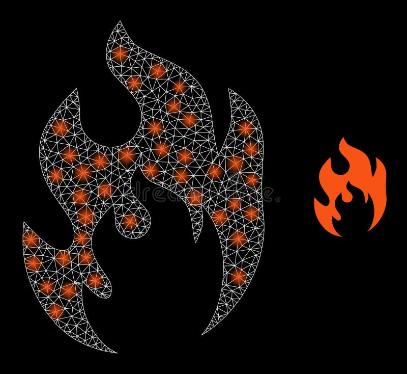 Fire Flame Icon - Triangulated Mesh with Lightspots Stock Vector ...