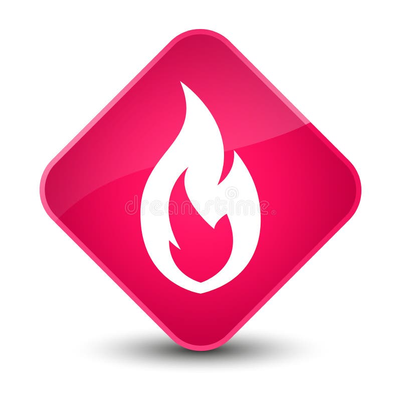 Fire Flame Icon Elegant Pink Diamond Button Stock Illustration ...