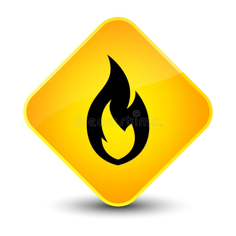 Fire Flame Icon Elegant Yellow Diamond Button Stock Illustration ...
