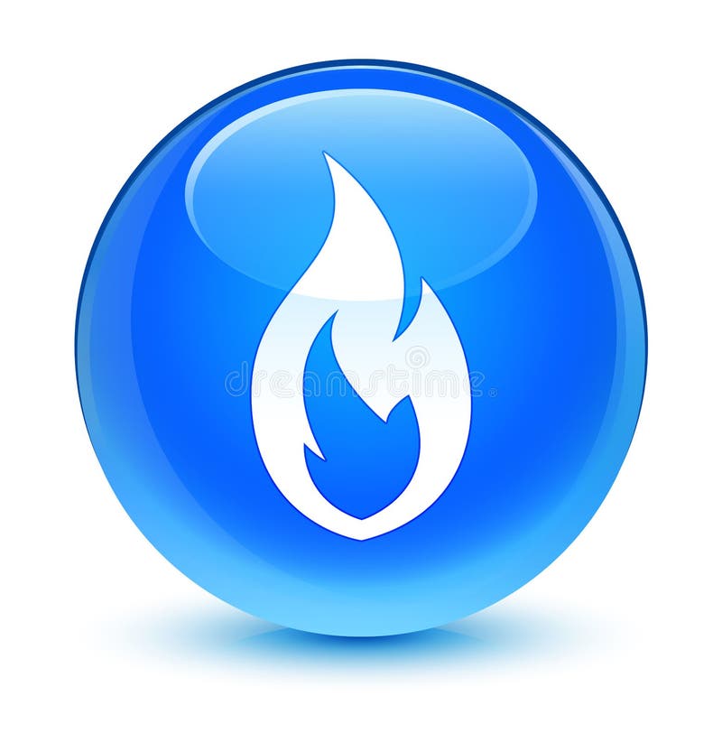 Fire Flame Icon Glassy Cyan Blue Round Button Stock Illustration ...