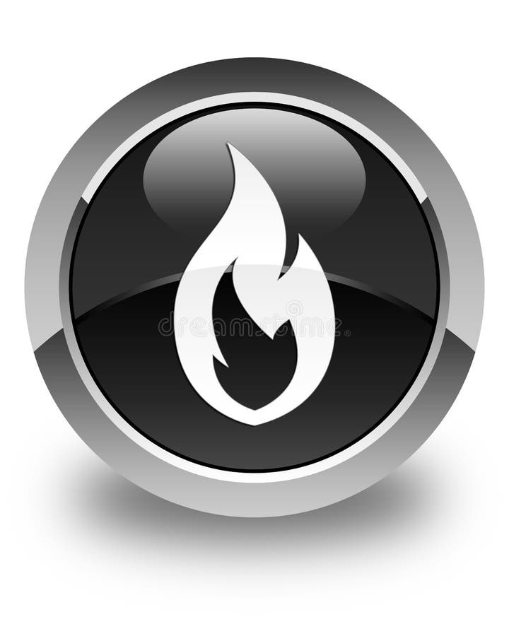 Fire Flame Icon Glossy Black Round Button Stock Illustration ...