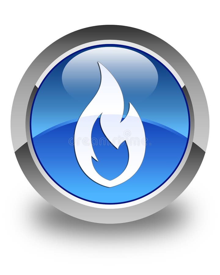 Fire Flame Icon Glossy Blue Round Button Stock Illustration ...