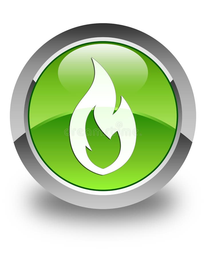 Fire Flame Icon Glossy Green Round Button Stock Illustration ...
