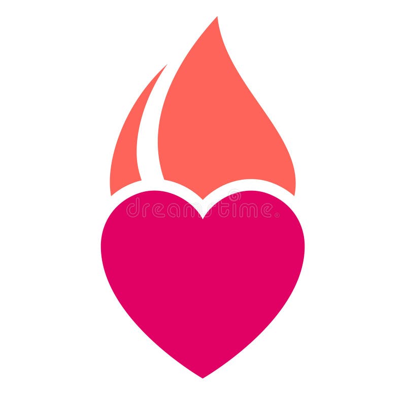 Fire Flame Icon, Hot Heart Symbol, Vector Illustration Stock ...