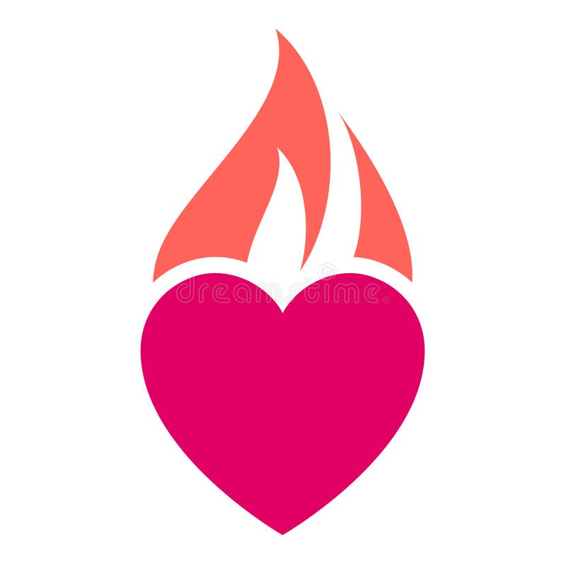 Fire Flame Icon, Hot Heart Symbol, Vector Illustration Stock Vector ...