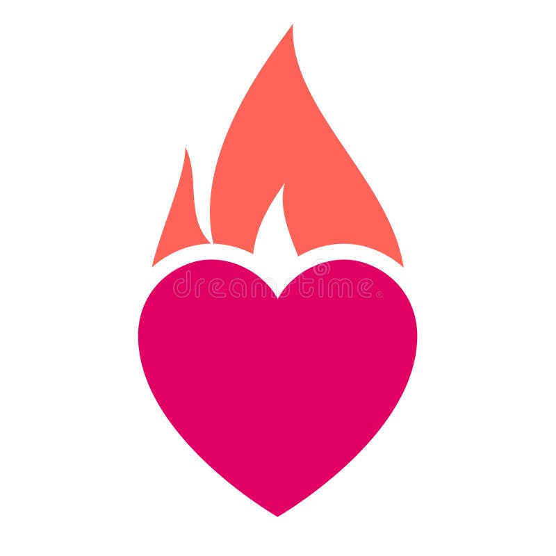 Fire Flame Icon, Hot Heart Symbol, Vector Illustration Stock Vector ...