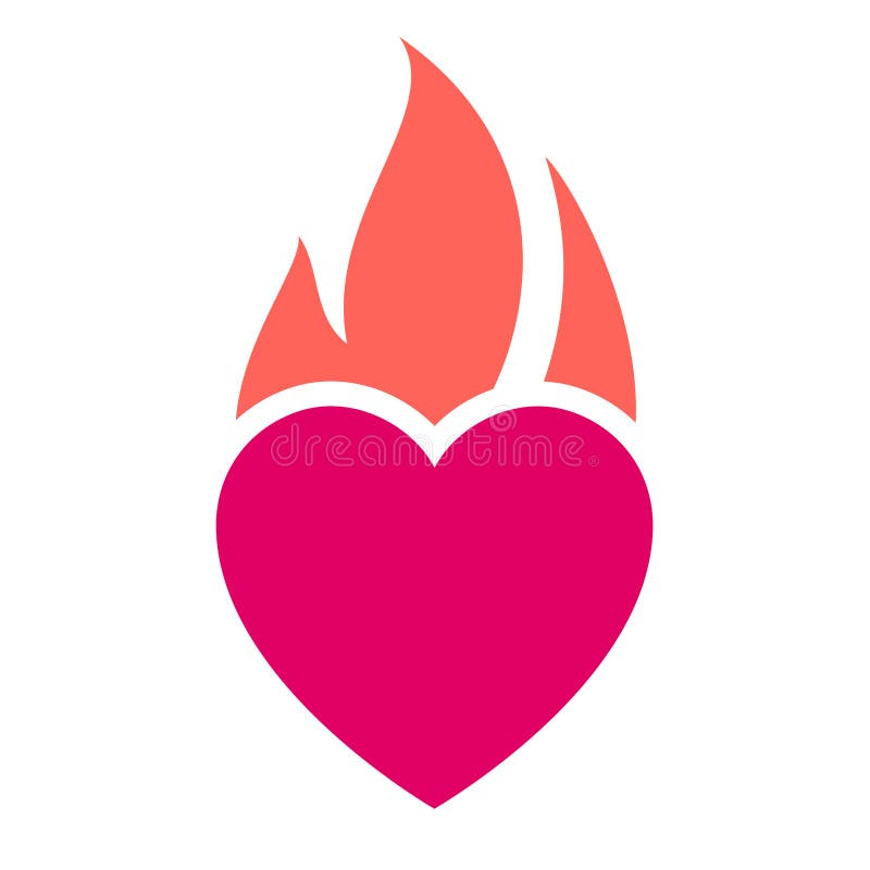Fire Flame Icon, Hot Heart Symbol, Vector Illustration Stock Vector ...