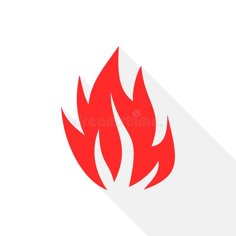 Fire Flame, Icon with Long Shadow Stock Vector - Illustration of blaze ...