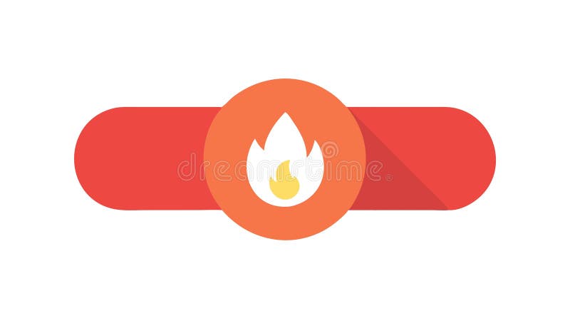 Fire or Flame Icon on Red Bar. Flat Design Graphic for Heat or Alert ...