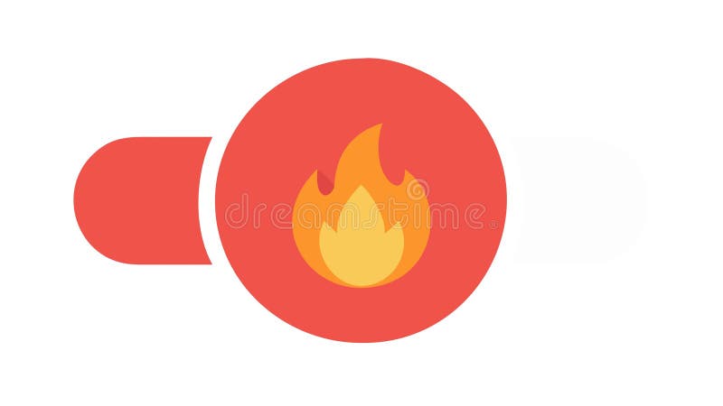 Fire or Flame Icon on Red Bar. Flat Design Graphic for Heat or Alert ...