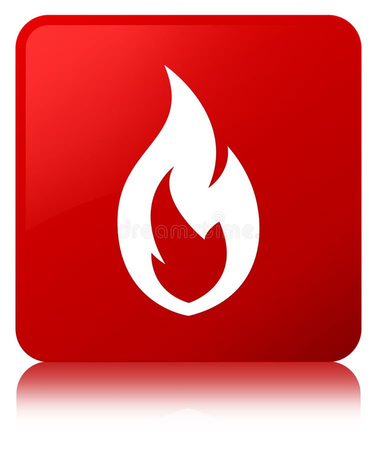Fire Flame Icon Red Square Button Stock Illustration - Illustration of ...