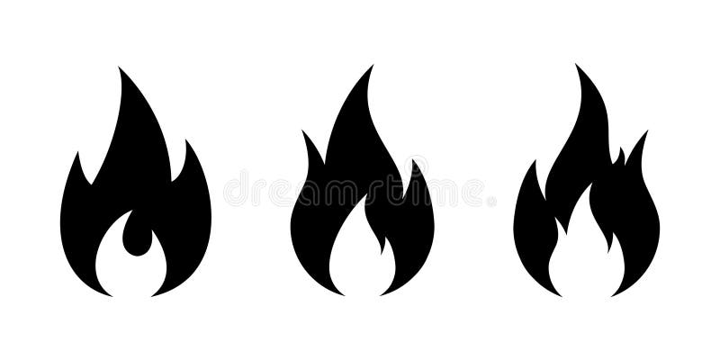 Fire Flame Icon Set in Generic Style. Bonfire, Burn Concept Stock ...