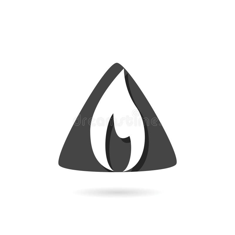 Fire Flame Icon with Shadow Stock Vector - Illustration of flammable ...
