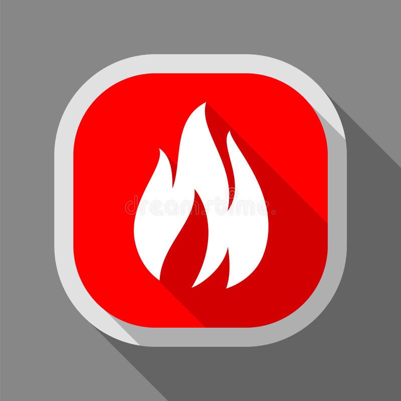 Fire icon, square button stock vector. Illustration of concept - 112852741