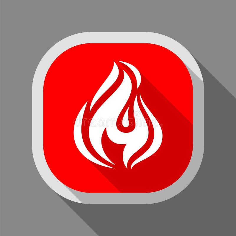 Fire icon, square button stock vector. Illustration of campfire - 112852764