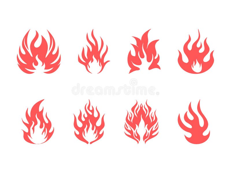 Fire Flame Icon Vector Set Art Illustration, Fire Flame Icon Bundle ...