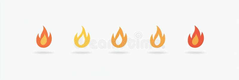 Fire Flame Icons Gradient Heat Level Burning Hot Ember Ignite ...