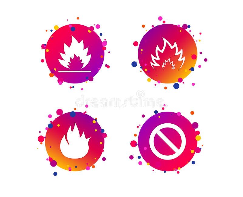 Fire Flame Icons. Prohibition Stop Symbol. Vector Stock Vector ...