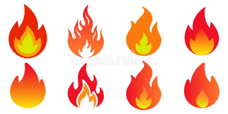 Fire Flame Icons Set Vector Illustration Stock Illustration ...
