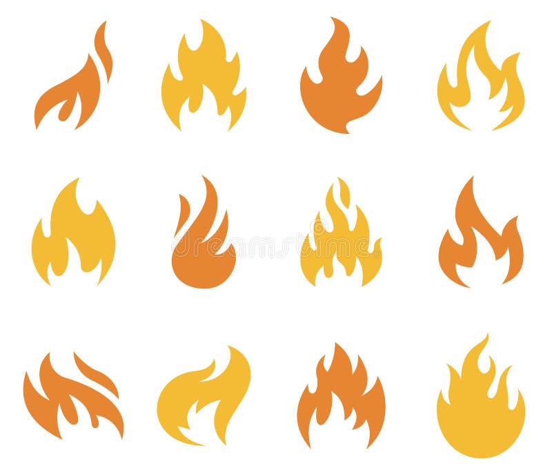 Fire Flame Icons and Symbols Stock Vector - Illustration of icons, camp ...