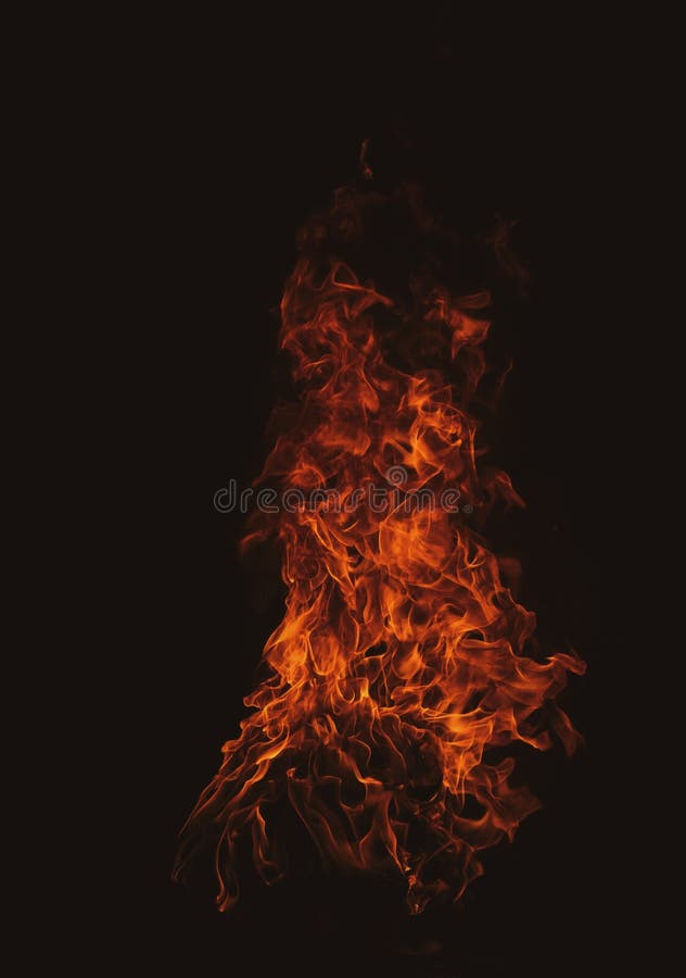 Fire Flame Isolate on Black Background. Burn Flames, Abstract Texture ...