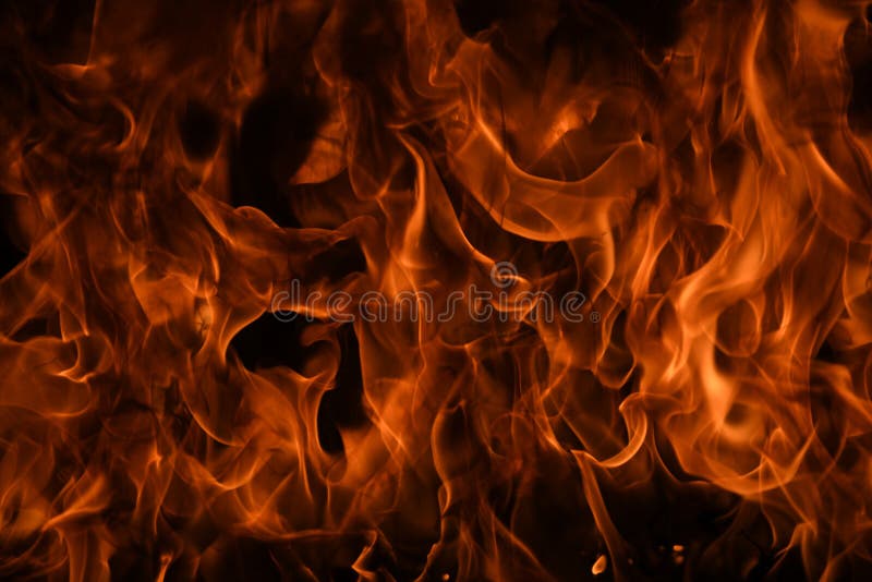 Fire Flame Isolate on Black Background. Burn Flames, Abstract Texture ...