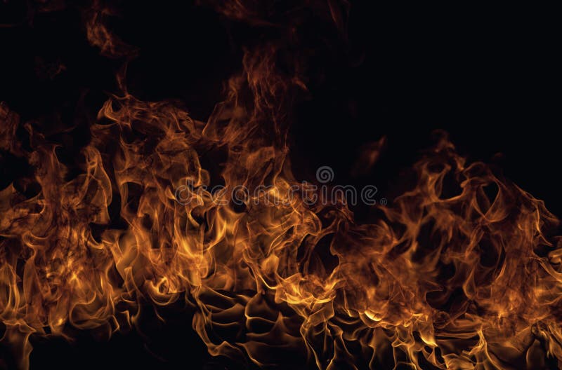 Fire Flame Isolate on Black Background. Burn Flames, Abstract Texture ...