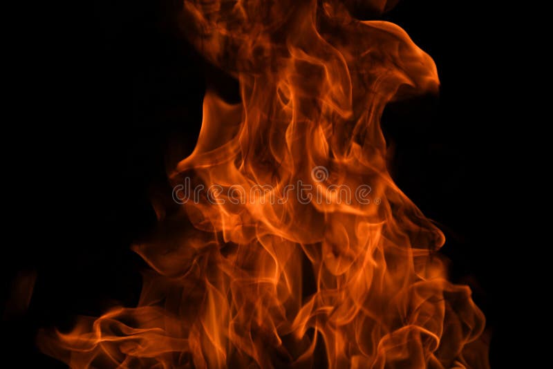 Fire Flame Isolate on Black Background. Burn Flames, Abstract Texture ...