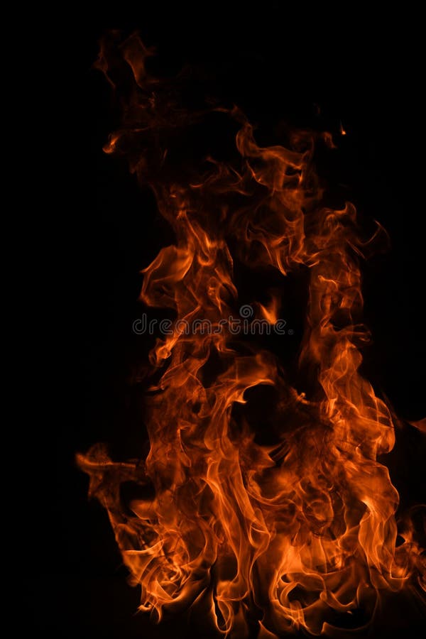 Fire Flame Isolate on Black Background. Burn Flames, Abstract Texture ...