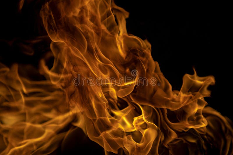 Fire Flame Isolate on Black Background. Burn Flames, Abstract Texture ...