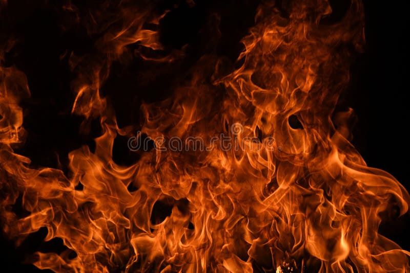 Fire Flame Isolate on Black Background. Burn Flames, Abstract Texture ...