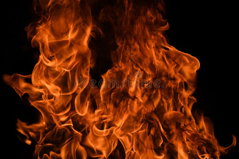 Fire Flame Isolate on Black Background. Burn Flames, Abstract Texture ...