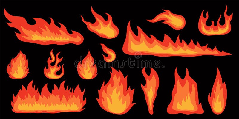 Fire Flame. Isolated Bright Red and Orange Flame. Colorful Patterns ...