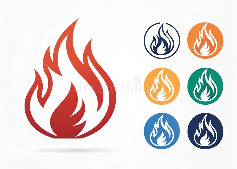 Fire Flame Logo Collection with Modern Burning Symbols Stock ...