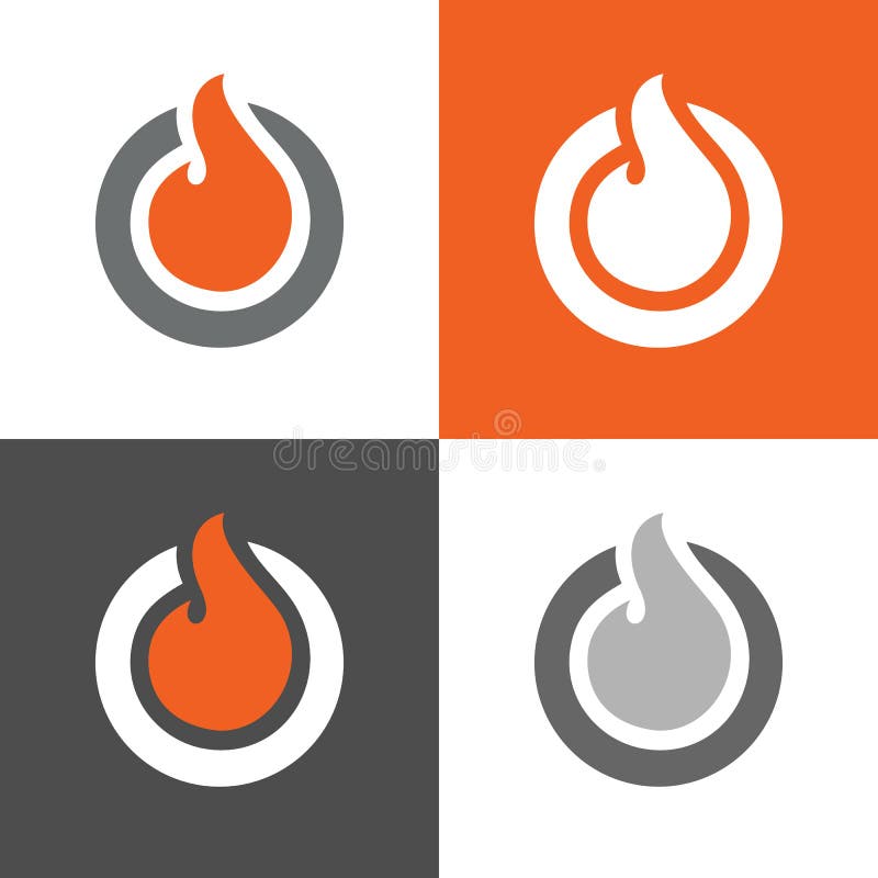 Fire Flame Logo Emblem, Burn Circle Icon Design - Vector Stock Vector ...