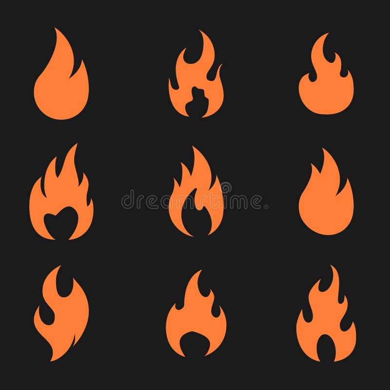 Fire Flame Logo Icon Set on White Stock Illustration - Illustration of black, burn: 145787900