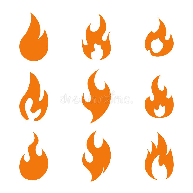 Fire Flame Logo Icon Set of Nine Stock Vector - Illustration of fuel ...
