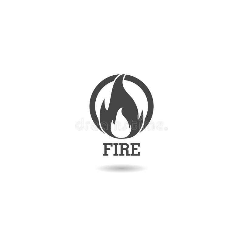 Fire Flame Logo Template Icon with Shadow Stock Vector - Illustration ...