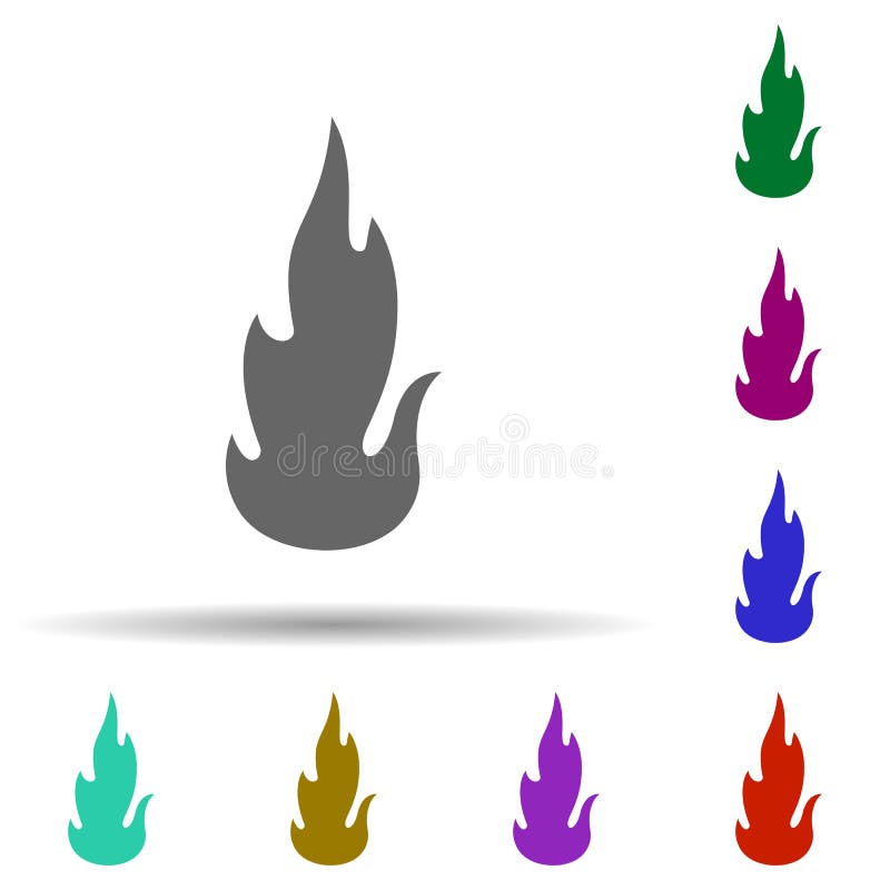 Fire, Flame in Multi Color Style Icon. Simple Glyph, Flat Vector of ...