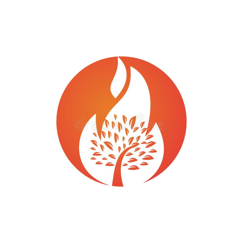 Fire Tree Vector Logo Design Template. Flame Nature Icon Logo Concept ...