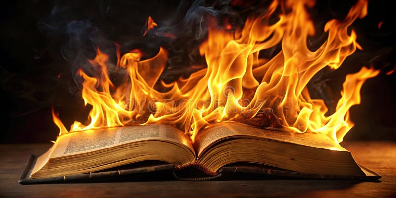 Fire and Flame on Opening Scripture Book AI Generative Stock Photo ...