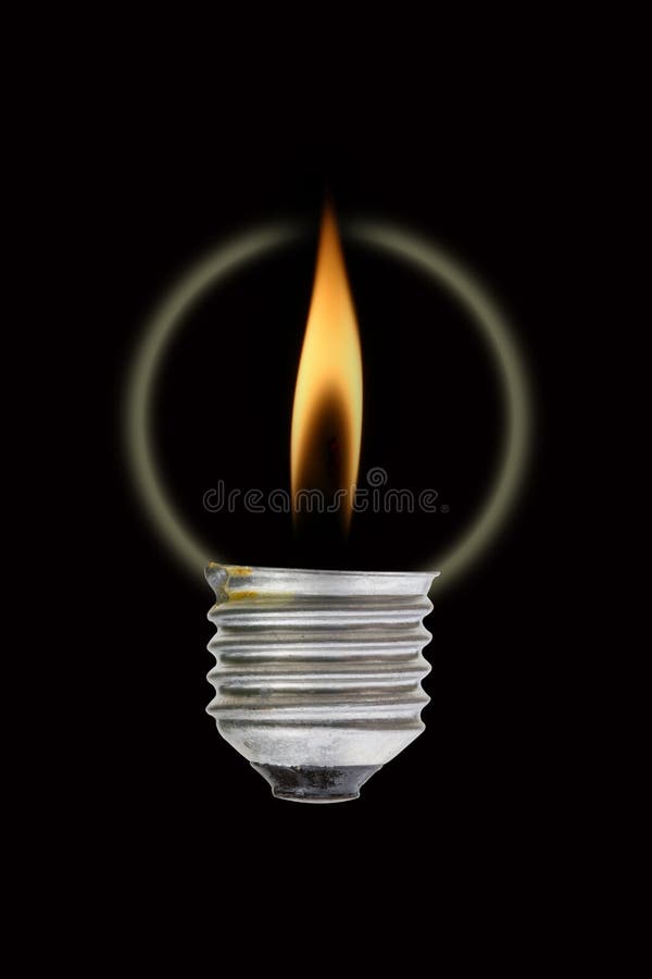 Fire Flame Out Off the Light Bulb Stock Illustration - Illustration of ...
