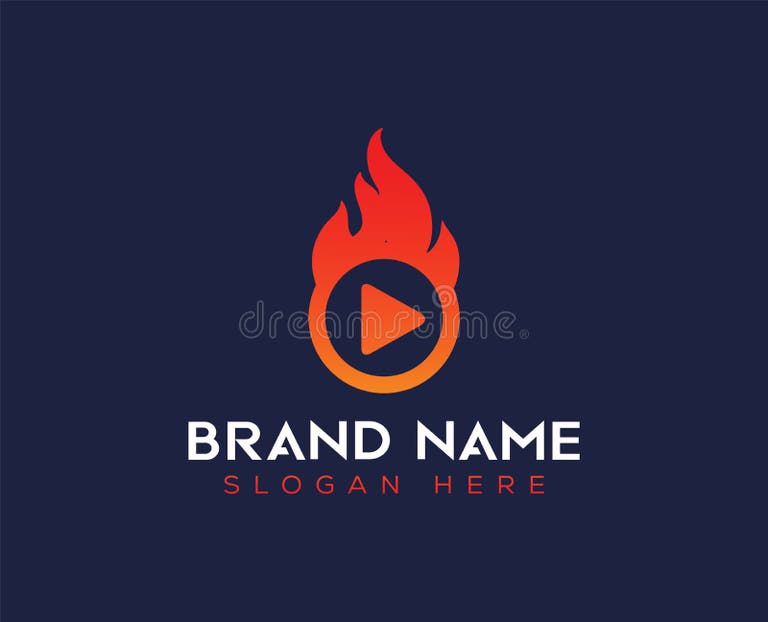 Fire Flame Play Media Logo Icon Vector Template Stock Illustration ...