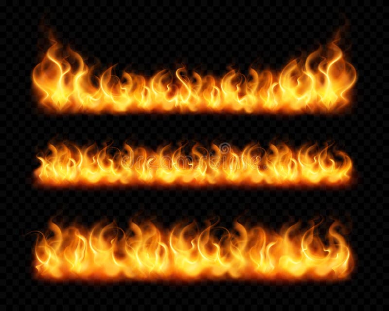 Fire Flame Realistic Borders Stock Vector - Illustration of glow ...
