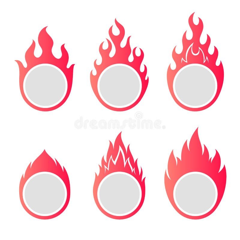 Fire Flame Round Frames with Copy Space. Stock Vector - Illustration of ...