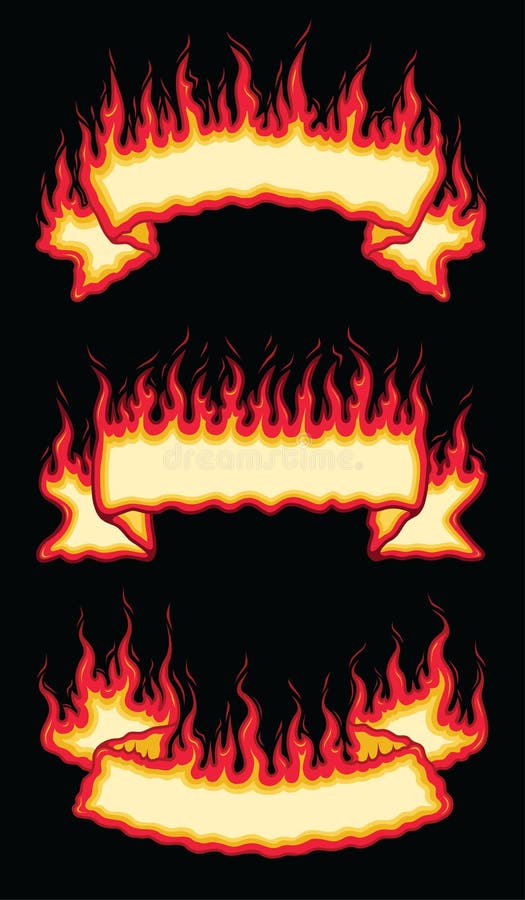 Fire Flame Scroll Banners stock vector. Illustration of drawing - 199262499